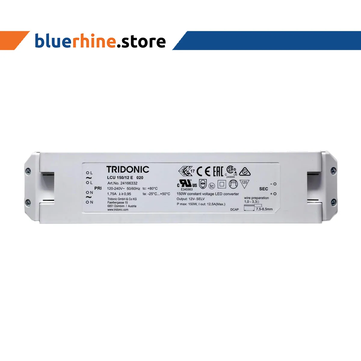 Buy Tridonic LED Transformer - 150W - 12V - Non Waterproof Online in Dubai, UAE | Blue Rhine ...